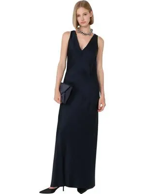 Max Mara Envers Satin Slip Dress - Midnightblue