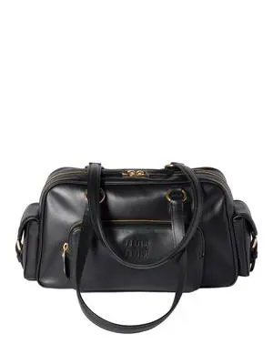 Miu Miu Pocket Nappa Leather Top-handle Bag - Black