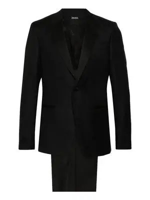 Zegna Single-breasted Wool Suit - Black