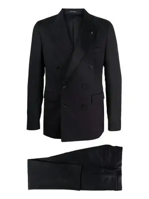 Tagliatore Brooch-detail Double-breasted Suit - Blue