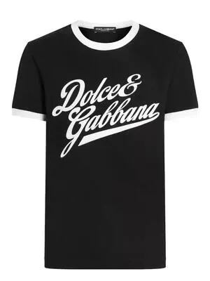 Dolce & Gabbana Cotton T-shirt With Flocked Print - Black