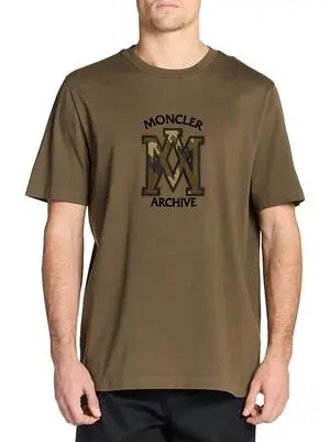 Moncler Short Sleeve Logo Graphic Tee - Medium Green