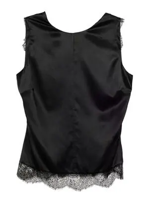 TOM FORD Lace-trimmed Satin Top - Black