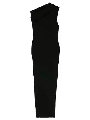 Rick Owens One-shoulder Ribbed-knit Dress - Black