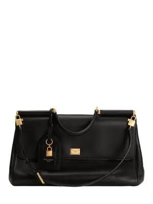 Dolce & Gabbana My Sicily Handbag In Plongé Calfskin - Black