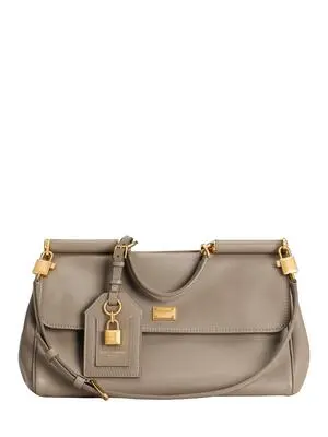 Dolce & Gabbana My Sicily Handbag In Plongé Calfskin - Beige