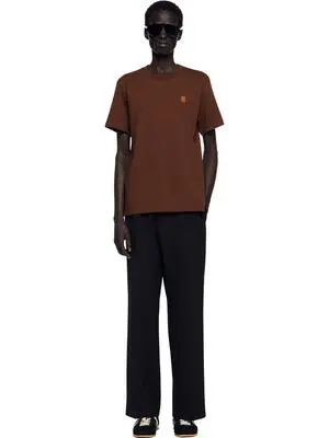 Sandro Leather Logo T-shirt Ginger Bread