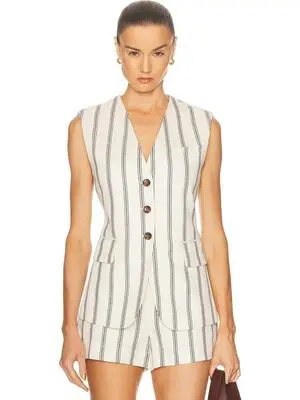 A.L.C. Noa Linen-blend Vest - Cream Stripe