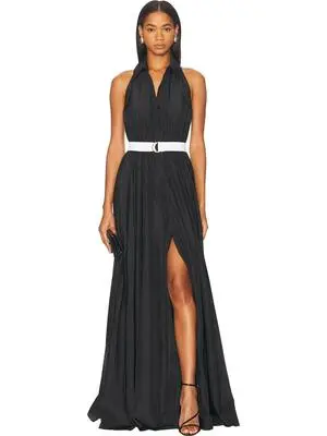 Norma Kamali Halter Flared Gown - Black