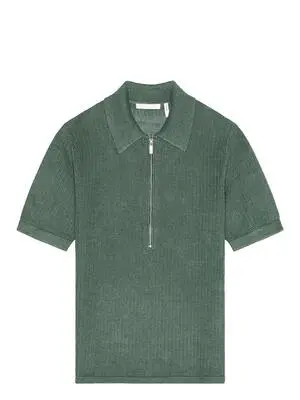 Helmut Lang Short Sleeve Zip Polo In Green - Blue Green