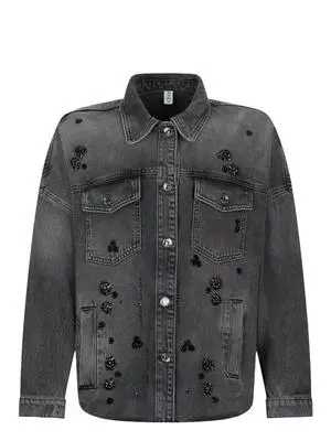 Liu Jo Rhinestone-embellished Denim Jacket - Black