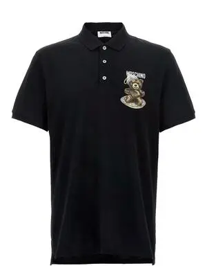 Moschino Teddy-print Piqué Polo Shirt - Black
