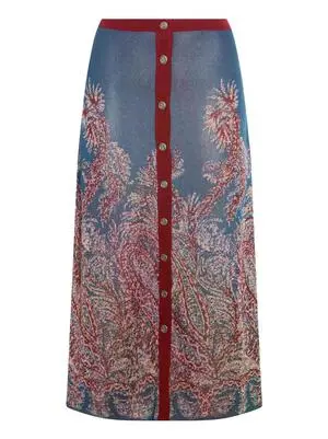 Etro Paisley-jacquard Button-front Skirt - Blue