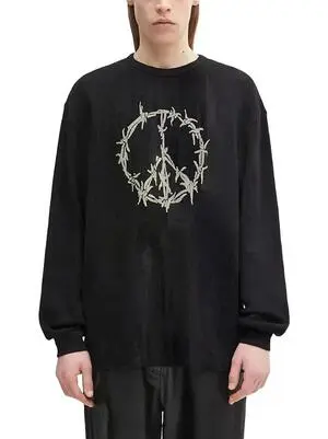 Aries Waffle-knit Long-sleeve T-shirt - Black