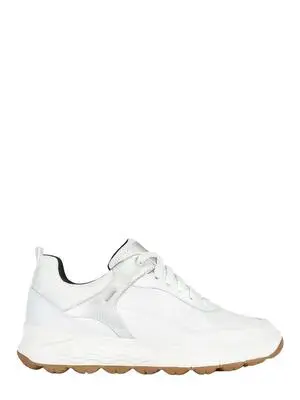 Geox Spherica 4x4 Metallic-panel Leather Sneakers - White