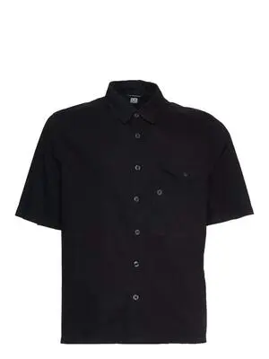 C.P. COMPANY Logo-embroidered Poplin Shirt - Black