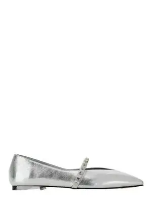 Alexander McQueen Leather Studded Ballerina Shoes - Silver