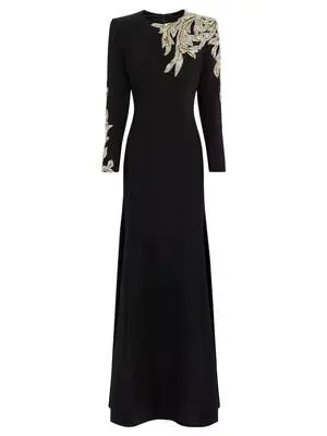 Jenny Packham Honor Beaded Leaf-embellished Gown - Black