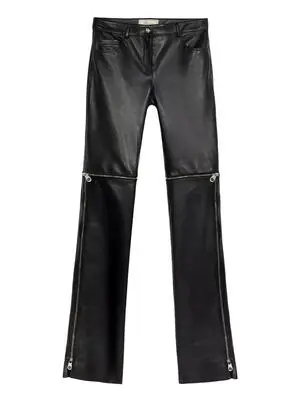 Blumarine Leather Zip-detail Trousers - Black