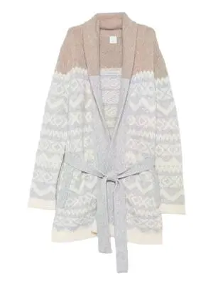 ELEVENTY Patterned Jacquard Belted Cardigan