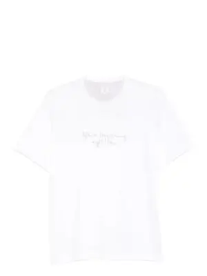 Eleventy Embroidered Crew-neck T-shirt - White