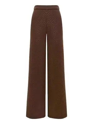 12 STOREEZ Pointelle-knit Wide-leg Trousers - Brown