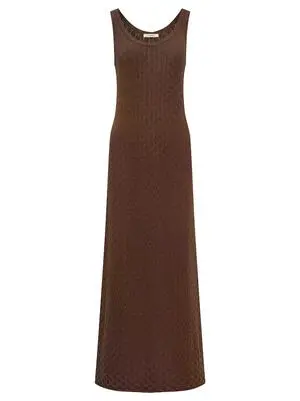 12 STOREEZ Open-knit Maxi Dress - Brown