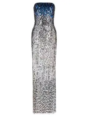 Jenny Packham Lucille Strapless Maxi Dress - Silver
