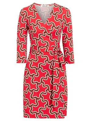 Diane Von Furstenberg Julian Printed Silk-Jersey Wrap Dress Red