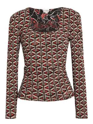 Diane Von Furstenberg Ali Reversible Printed Stretch-mesh Top - Tomato Red