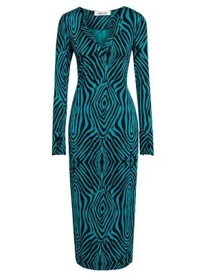 Diane Von Furstenberg Sonca Zebra-print Jersey Midi Dress - Turquoise