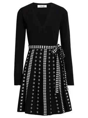 Diane Von Furstenberg Chelsea Wrap-effect Jacquard-knit Dress - Black