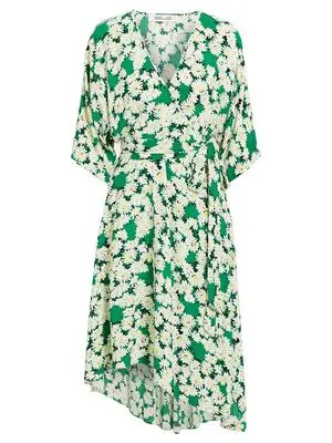 Diane Von Furstenberg Eloise Wrap-effect Floral-print Crepe Midi Dress - Green