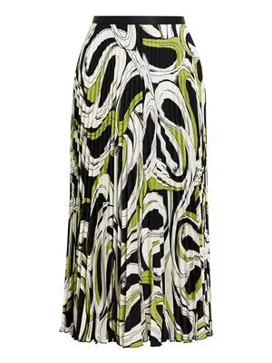 Diane Von Furstenberg Mykola Pleated Printed Crepe Midi Skirt - Leaf Green