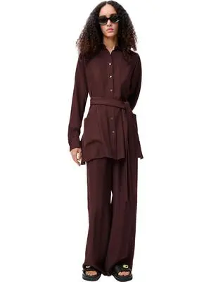 Loewe Belted Silk Blouse - Burgundy