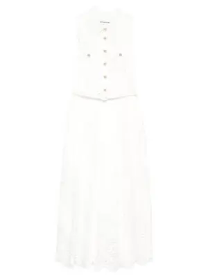 SELF-PORTRAIT Embroidered Belted Dress - White