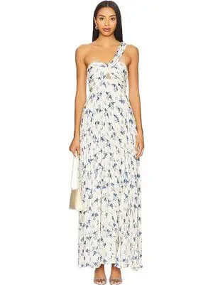 Astr The Label Rasya One-shoulder Dress - White Blue Floral