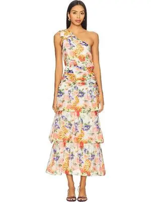 Astr The Label Natali One-shoulder Ruched Dress - White Coral Floral