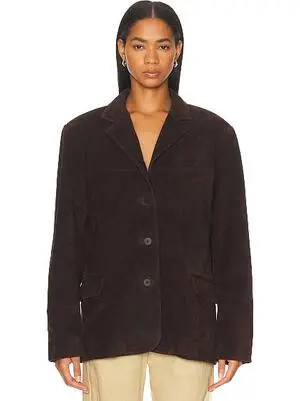 Staud Corrine Suede Leather Jacket - Espresso