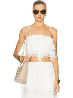 Ronny Kobo Carlton Top In Voile And Lace - Ivory