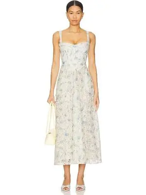 Bardot Adaline Broderie Midi Dress - Blue White