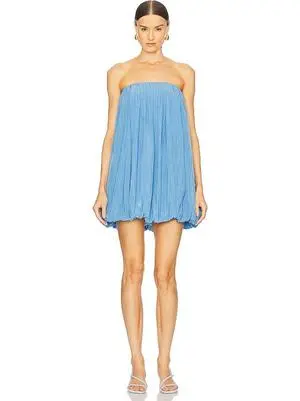 A.L.C. Val Dress Strapless Bubble Hem Ruched Satin - Blue