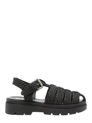 BIBI LOU Woven-texture Flat Sandals - Black