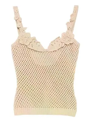 Elie Saab Mesh-embellished Top - Neutrals