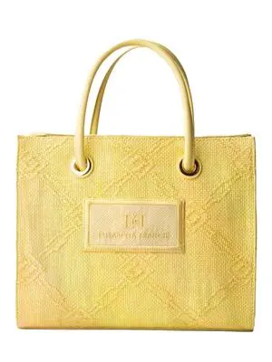 Elisabetta Franchi Woven Jacquard Tote Bag - Yellow