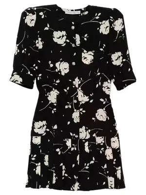 Alessandra Rich Rose-print Mini Dress - Black