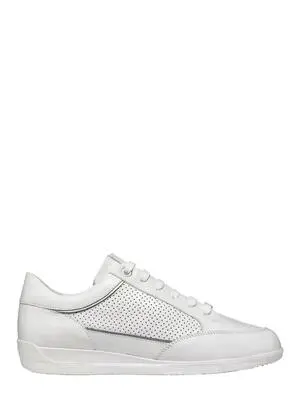 Geox Myria Perforated Leather Sneakers - White