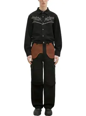 Andersson Bell Embroidered Yoke Shirt - Black
