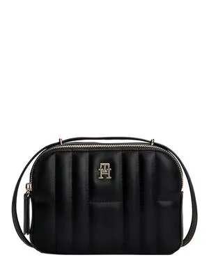Tommy Hilfiger Quilted Logo-plaque Shoulder Bag - Black