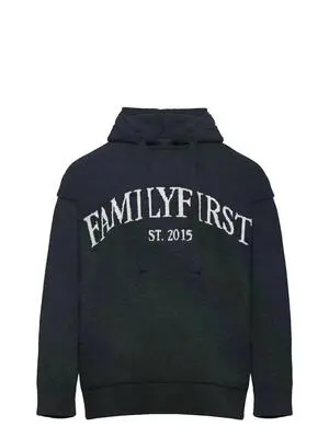 FAMILY FIRST Logo-embroidered Hoodie - Blue